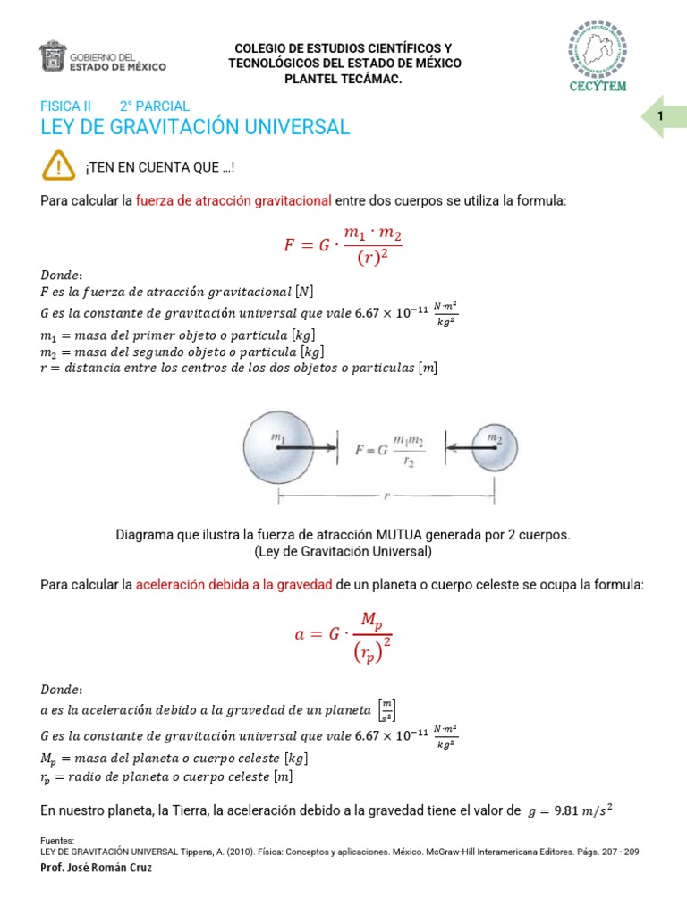 Ley de Gravitacion Universal - Tema&Ejercicios | PDF | Gravedad | Masa
