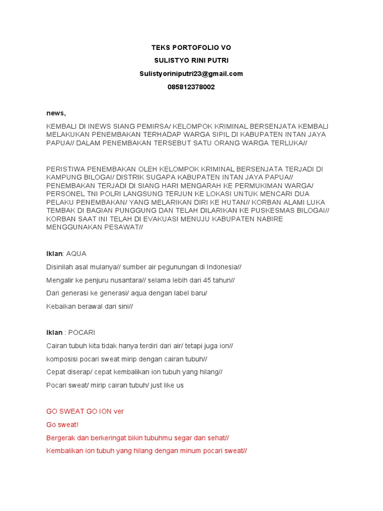 Teks Portofolio Vo | PDF
