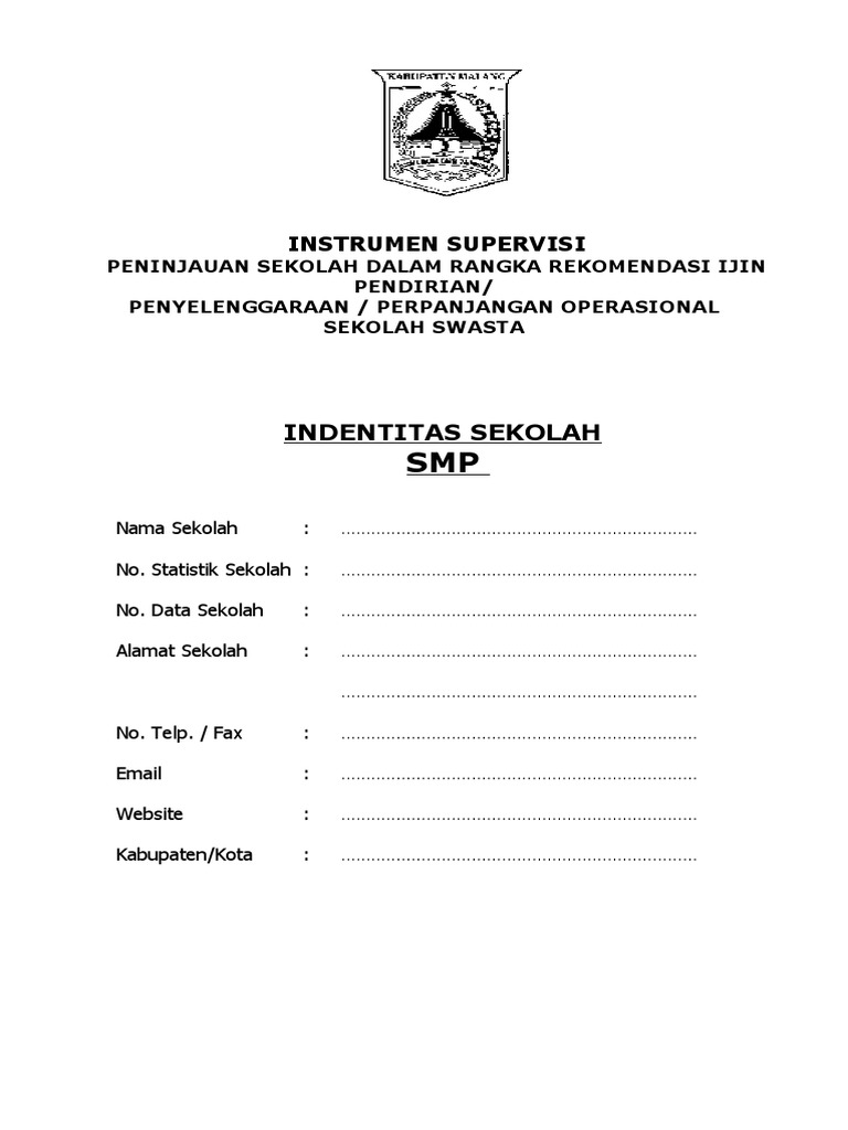 Instrumen Supervisi Pendirian Dan Perpanjangan Ijin Operasional SMP | PDF