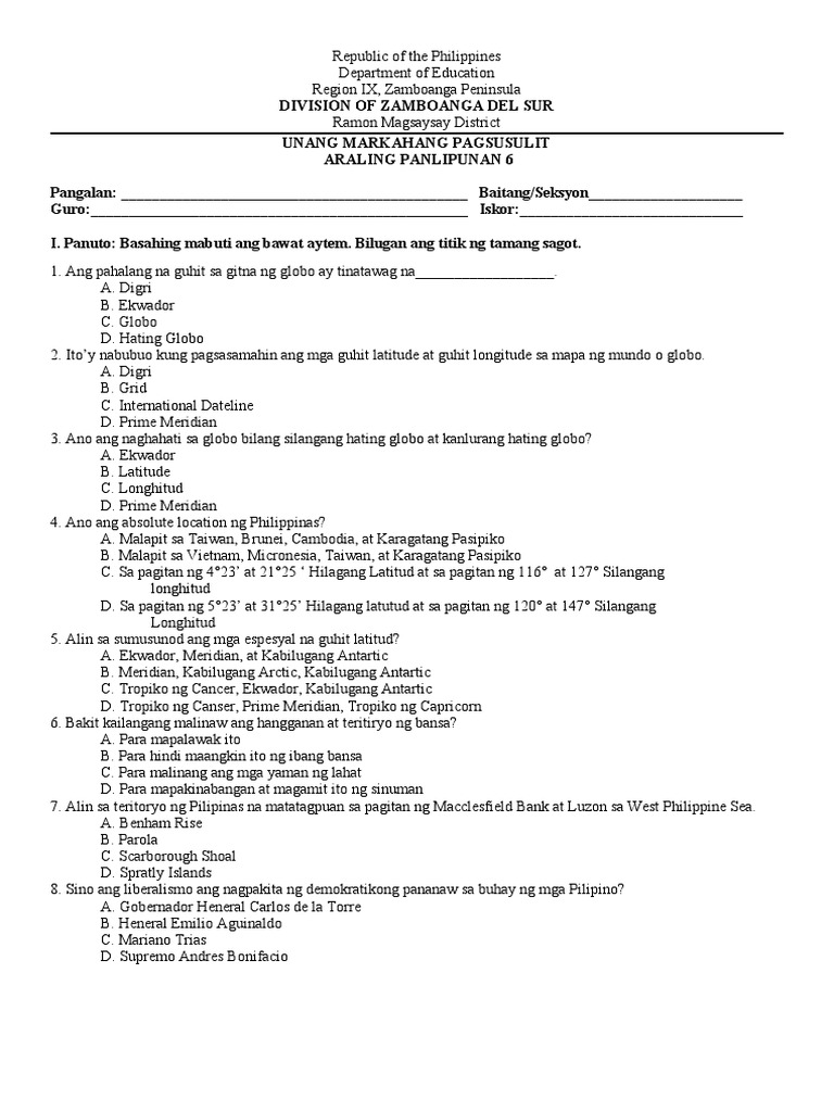 AP6 1st Quarter 6final | PDF