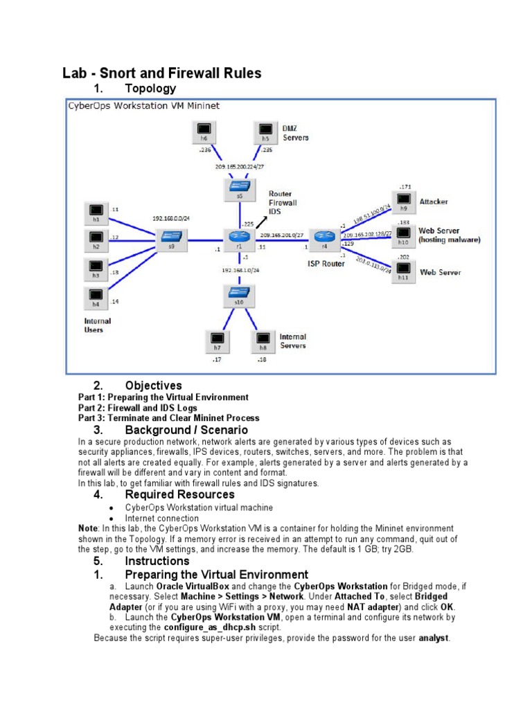 26.1.7Lab - Snort and Firewall Rules | PDF | Firewall (Computing) | Computer Network