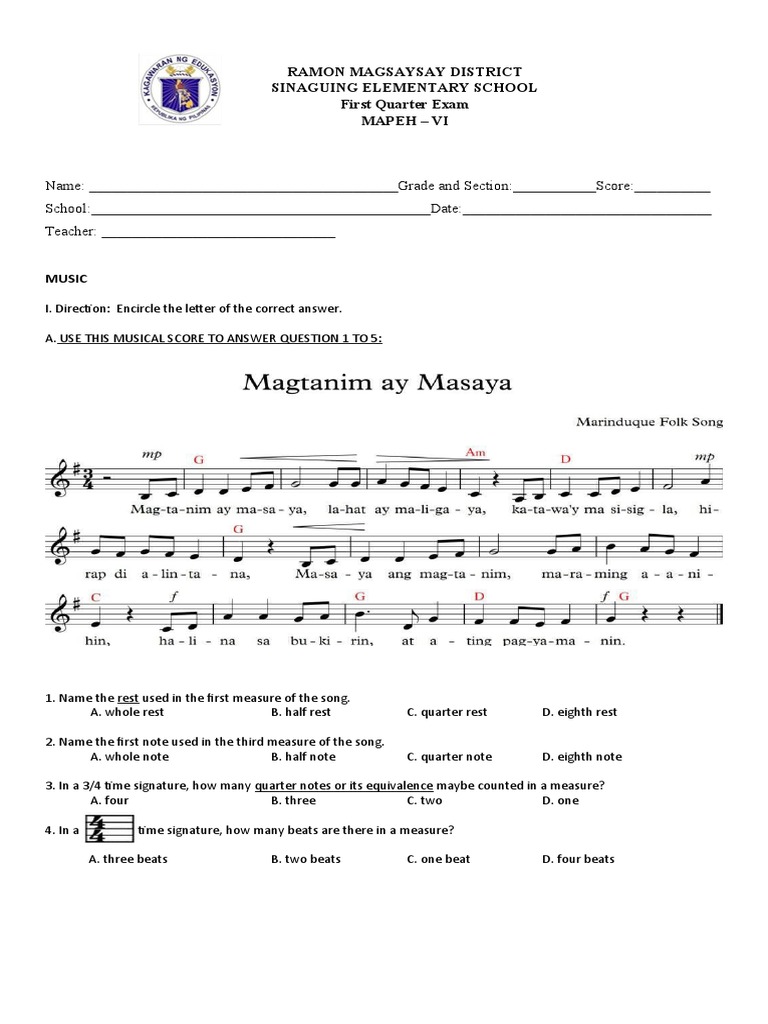 First Quarter Mapeh | PDF | Graphics