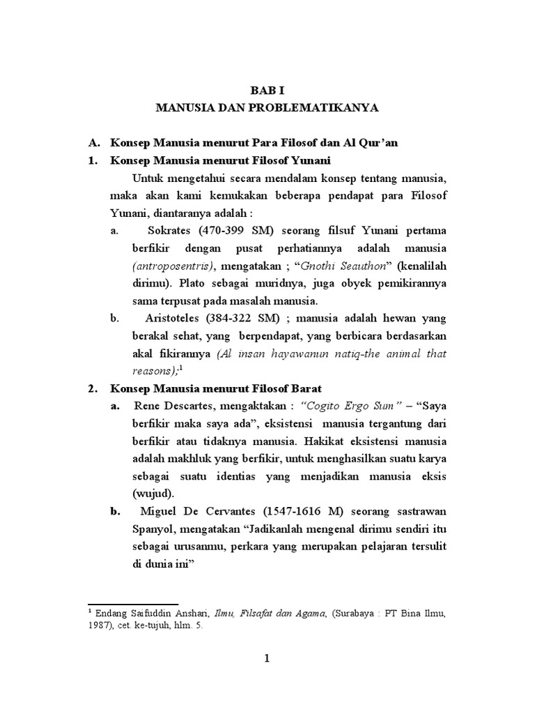 BAB I. MANUSIA DAN PROBLEMATIKANYA Fix | PDF