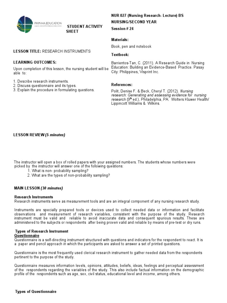 SAS - Session-24-Research 1 | PDF | Questionnaire | Cognition