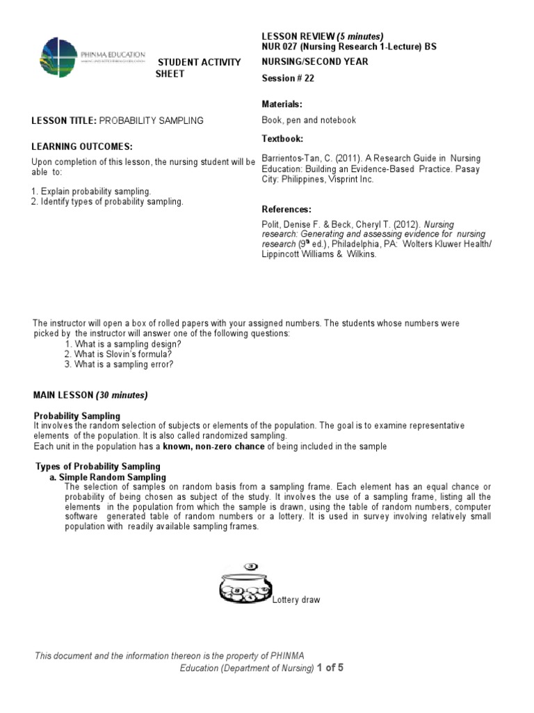 Probability Sampling in Nursing | PDF | Sampling (Statistics) | Science