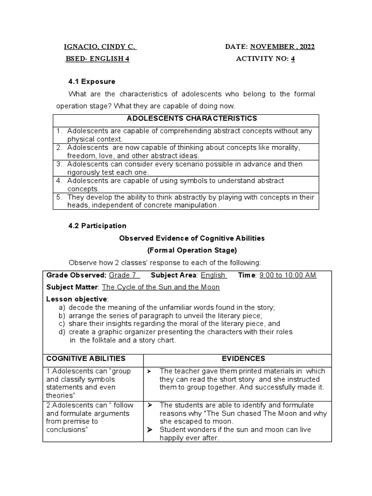 Fs1-Task 4&5 | PDF | Adolescence | Concept