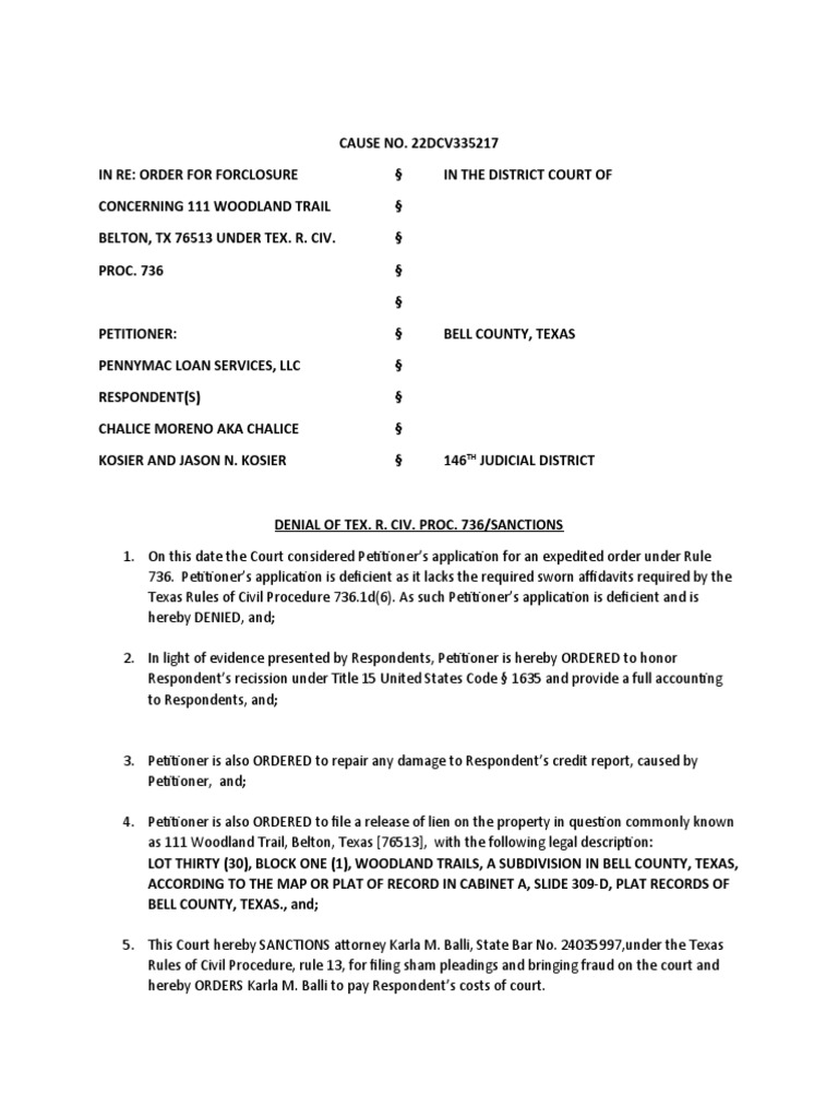Order For Denial of 736 Application | PDF
