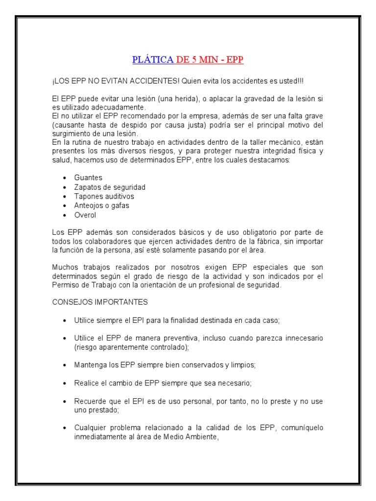 Plática 5 Min - EPP | PDF