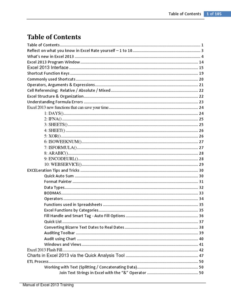 Excel 2013 Training Manual Overview | PDF | Microsoft Excel | Spreadsheet