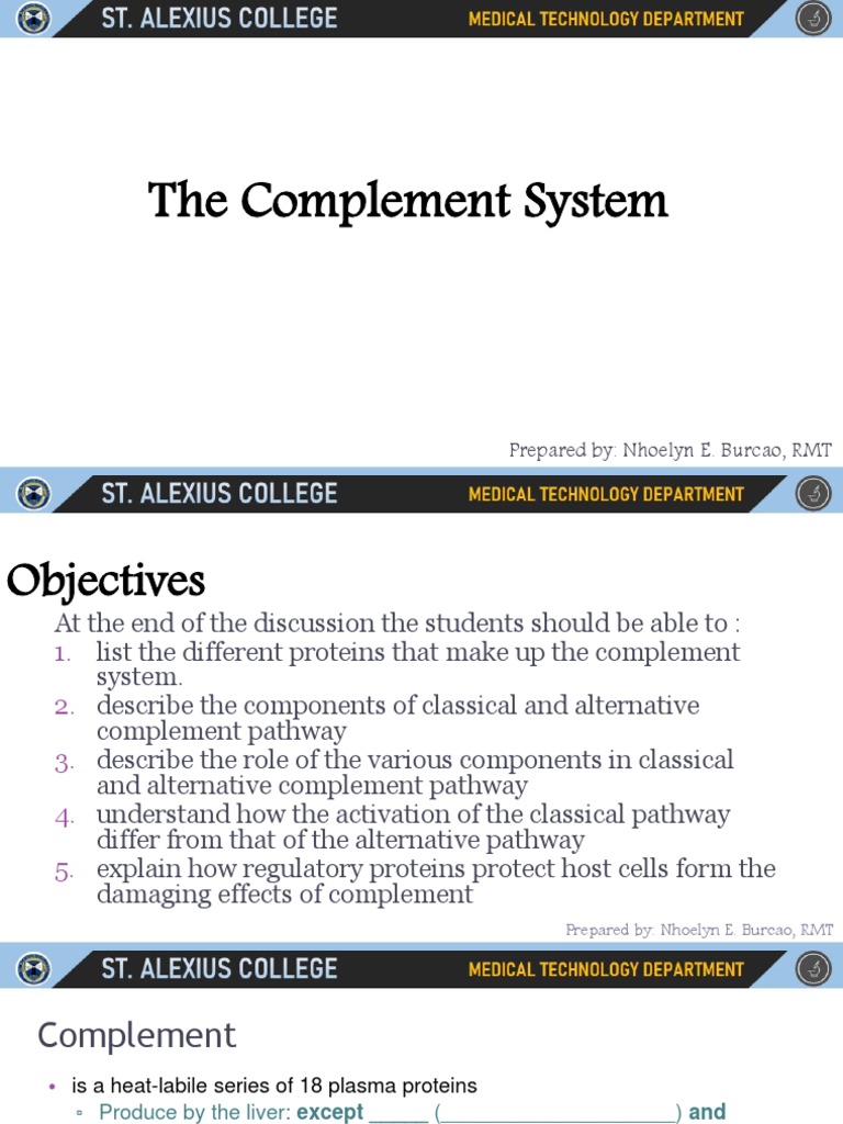 2 The Complement System Pdf Complement System Biology