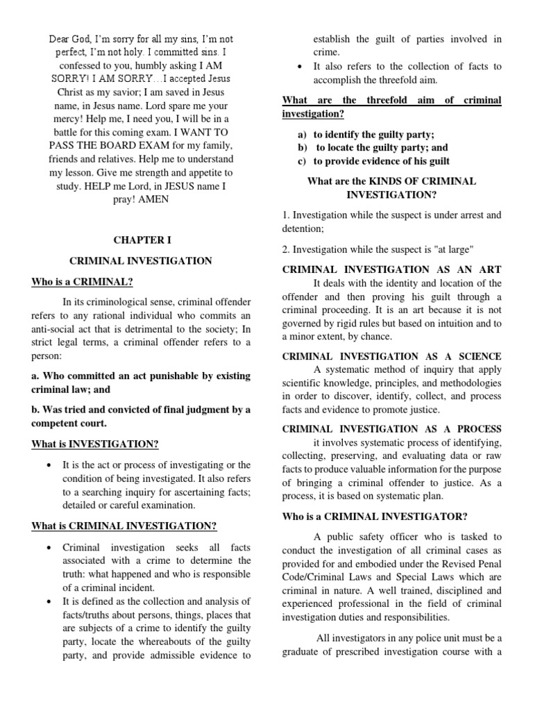 Fundamentals of Criminal Investigation-Chapter I | PDF | Confession ...