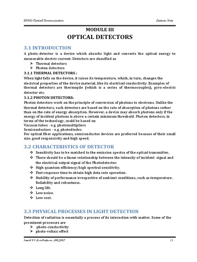 Ec405 Optical Communication Module 2 | PDF | Amplifier | Semiconductors