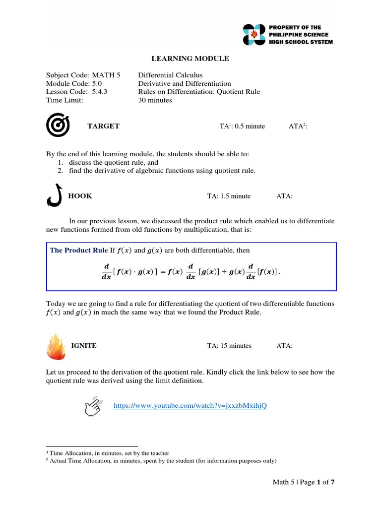 Slg Math5 5 4 3 Rules On Differentiation Part 3 Pdf Derivative