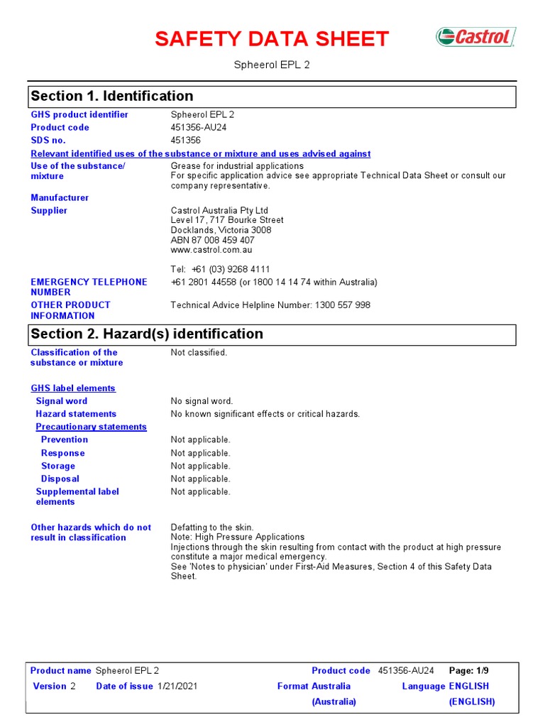 Grease EPL2 | PDF | Waste | Personal Protective Equipment