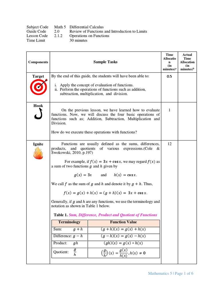 SLG 2.1.2 Definition of Functions and Operations On Functions (Session 2 of 3) | PDF | Function ...