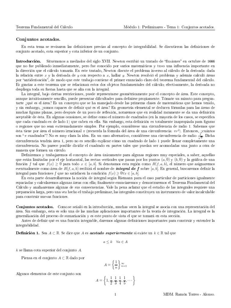 U1 M01 T01 (Preliminares - Conjuntos Acotados) | PDF | Integral | Conjunto (Matemáticas)