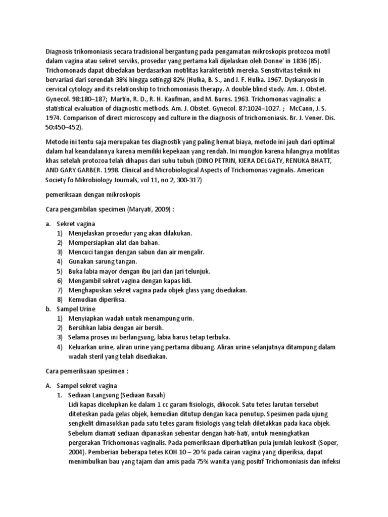 Diagnosis Trikomoniasis Secara Tradisional Bergantung Pada Pengamatan ...