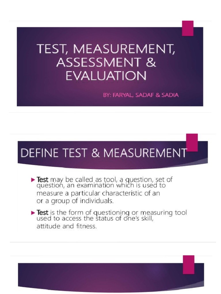 Slides Test, Measurement and Evaluation | PDF