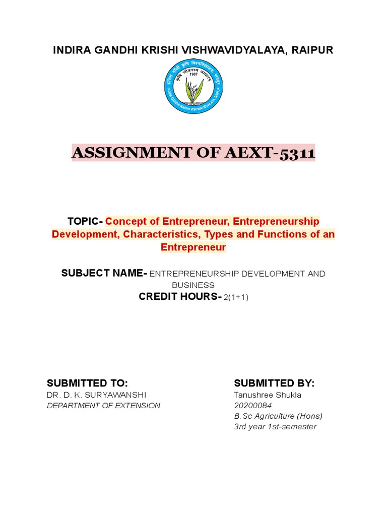 AEXT-5311 Concept of Entrepreneur, Types and Entreprenuership | PDF | Entrepreneurship ...