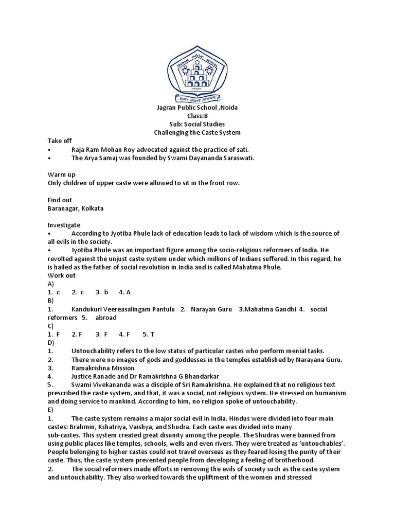 Challenging The Caste System Pdf Dalit Caste