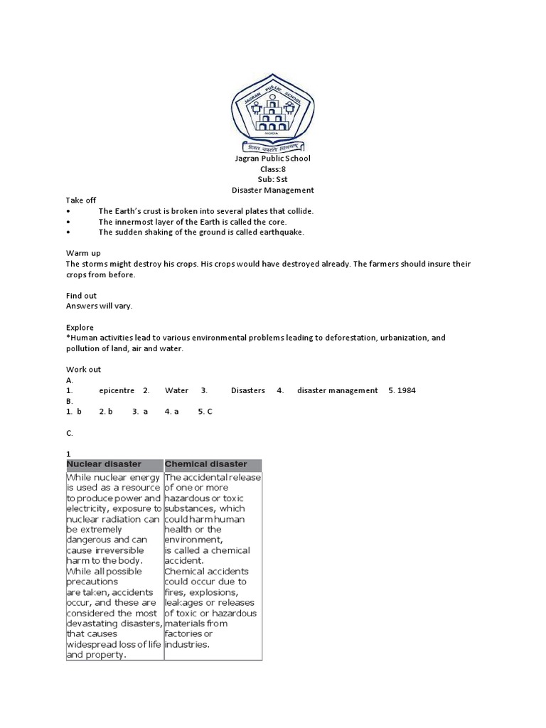 Class8 - Disaster Management | PDF | Flood | Earthquakes