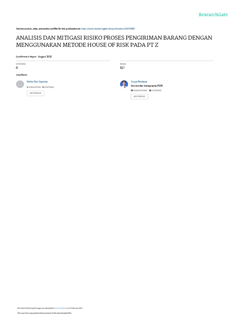 Analisis Dan Mitigasi Risiko Proses Pengiriman Barang Dengan ...