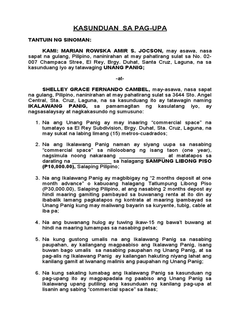 Kasunduan Sa Pag | PDF