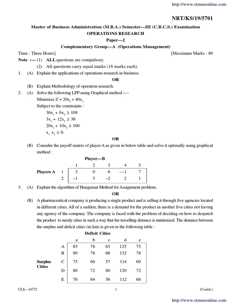 Operations Research Summer 2019 | PDF | Computational Science ...