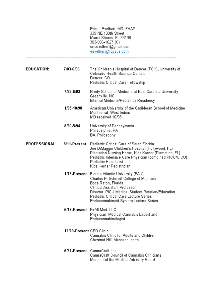 CV 2020 1 | PDF | Pediatrics | Hospital