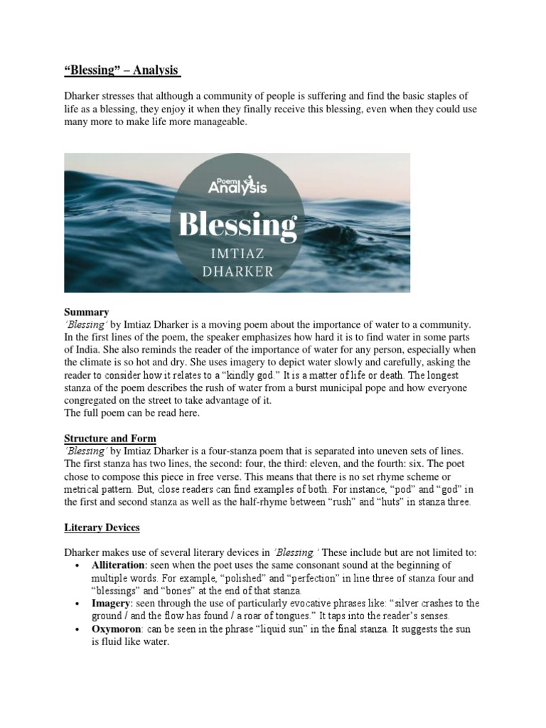 Blessing - Analysis | Download Free PDF | Poetry