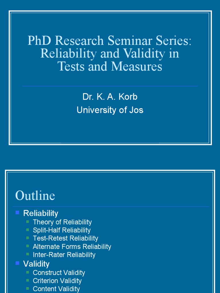 Reliability Vs Validity | PDF | Validity (Statistics) | Cognition
