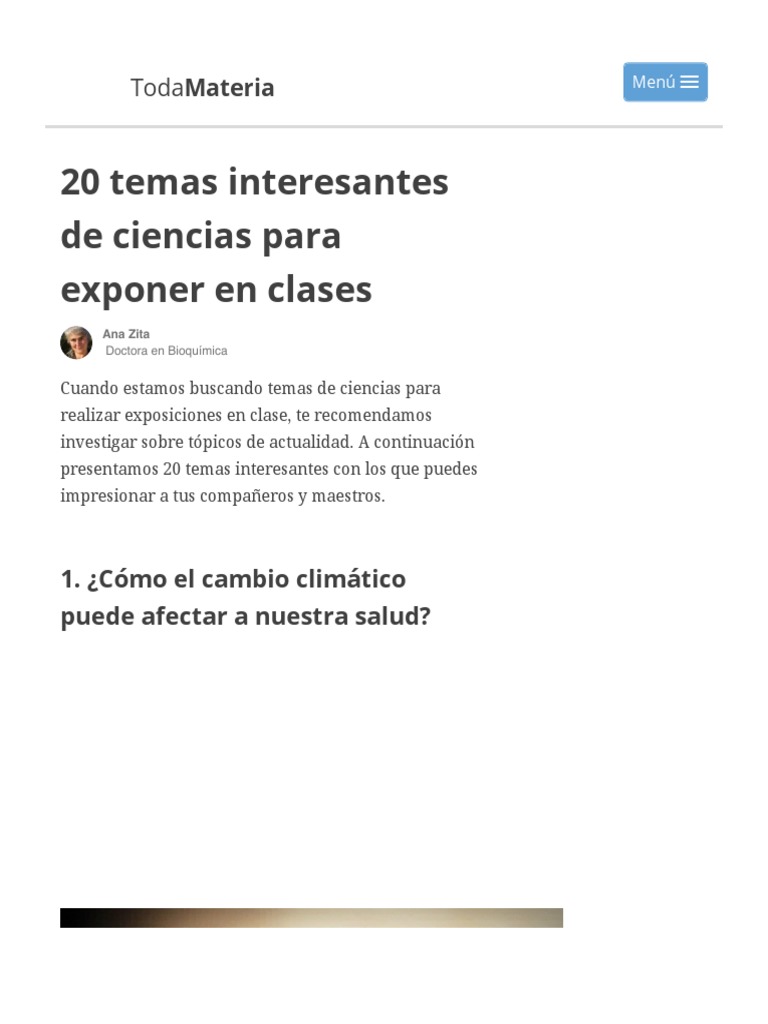 20 Temas Interesantes de Ciencias para Exponer en Clases - Toda Materia ...
