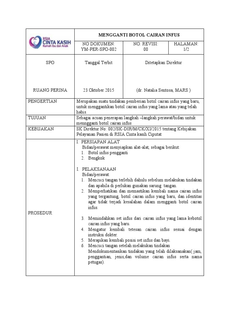 Mengganti Botol Cairan Infus | PDF