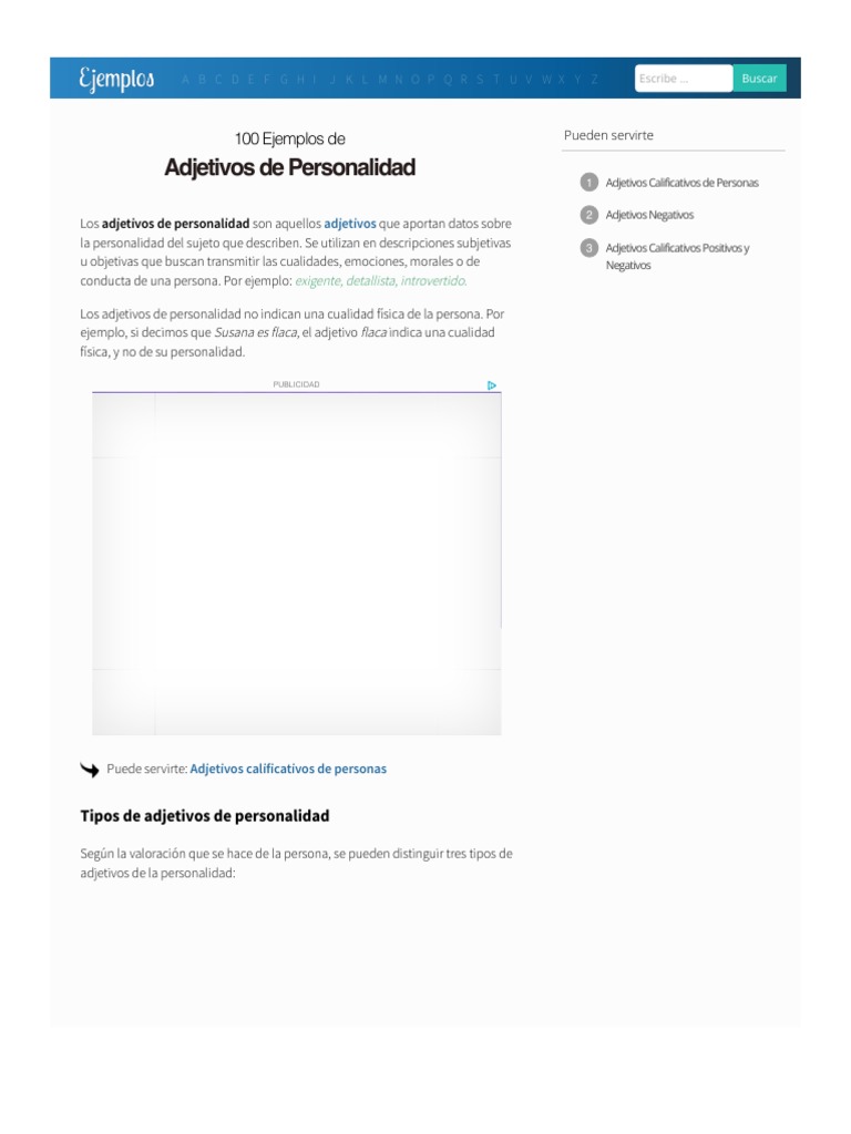 100 Ejemplos de Adjetivos de Personalidad | Descargar gratis PDF ...