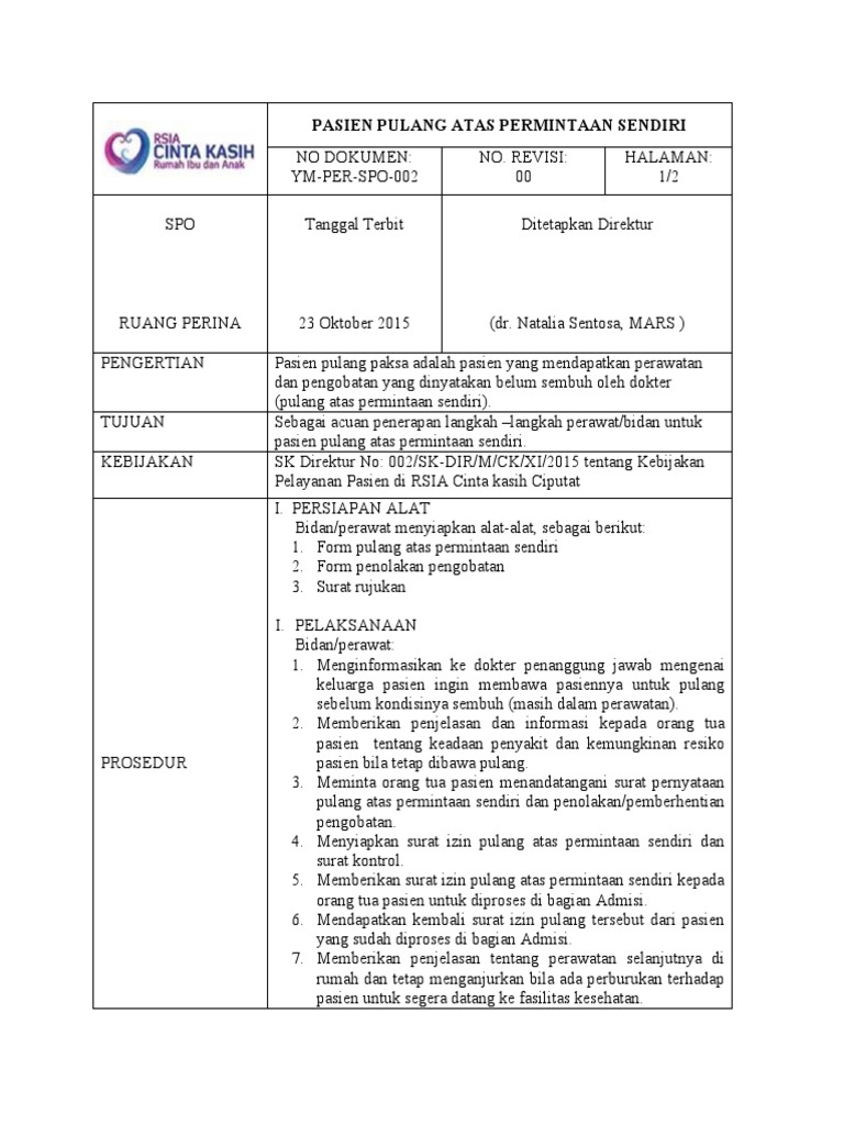 Pasien Pulang Atas Permintaan Sendiri Pdf