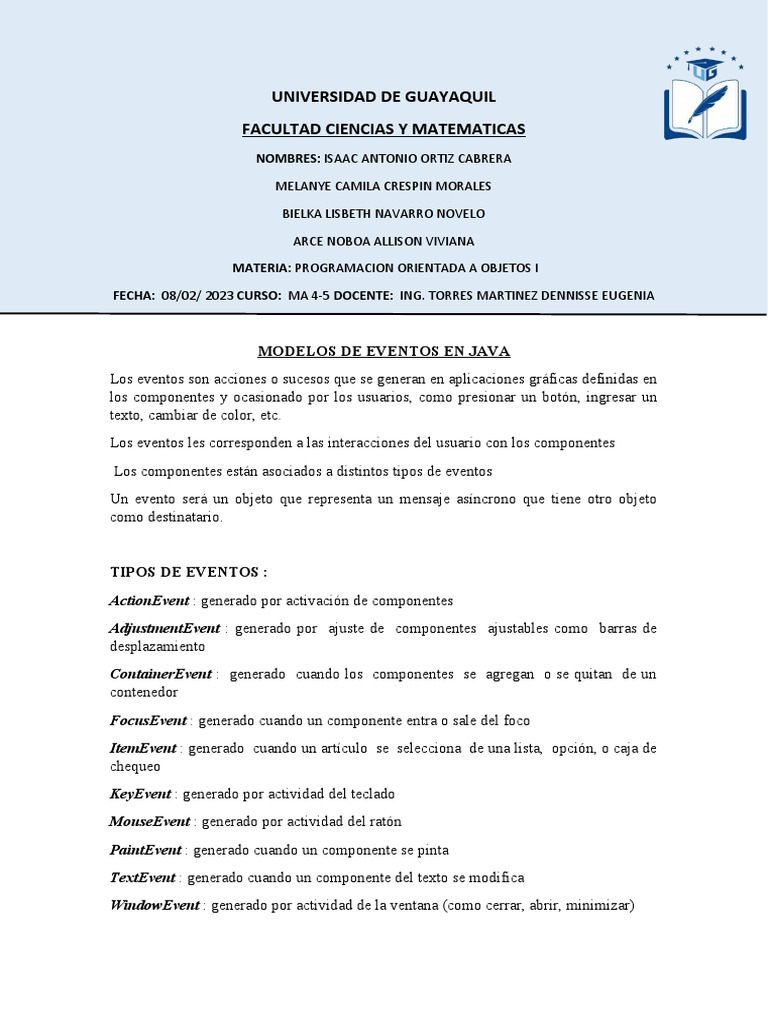 Modelos de Eventos en Java | PDF | Ventana (informática) | Gestión de ...