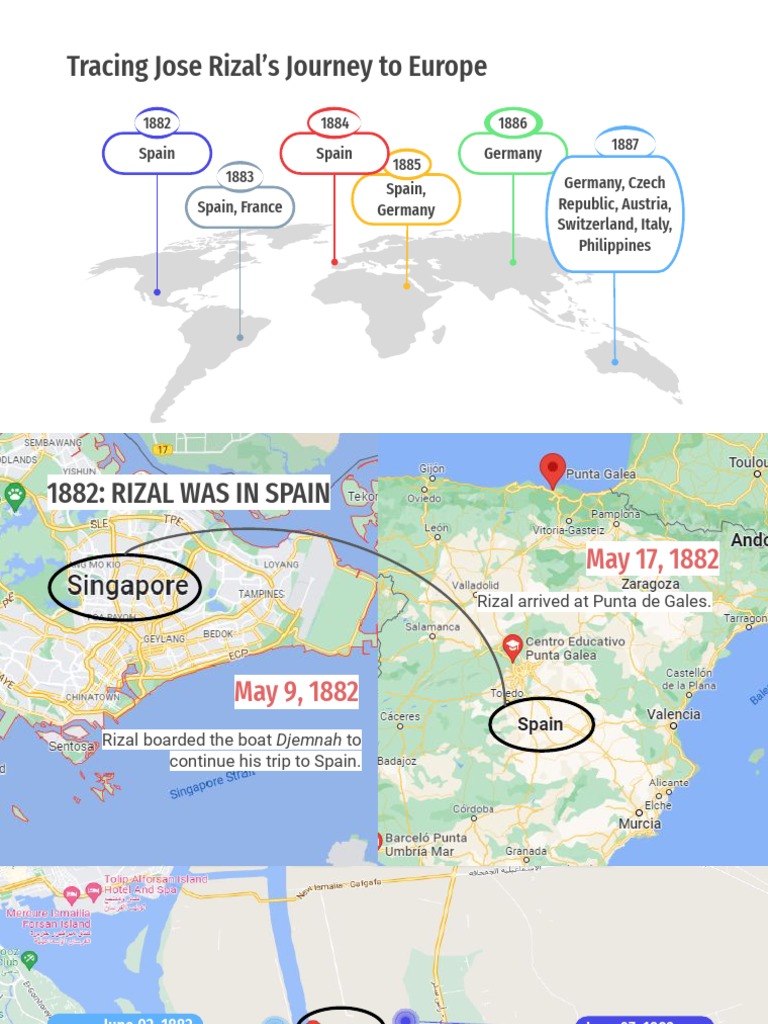 Rizal's European Journey Map | PDF