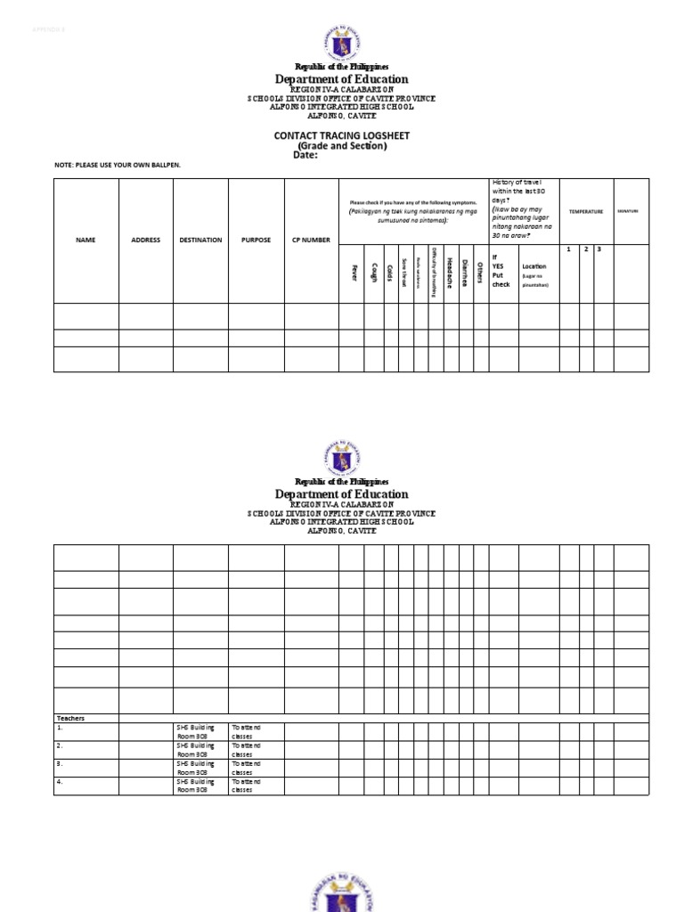Students AIHS Contact Tracing Form Template | PDF | Health Sciences ...