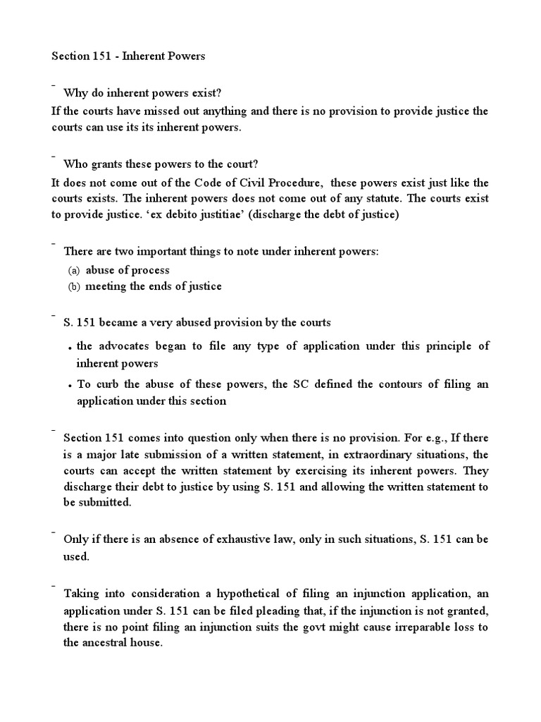 CPC Outline InherentPowers | PDF | Lawsuit | Pleading