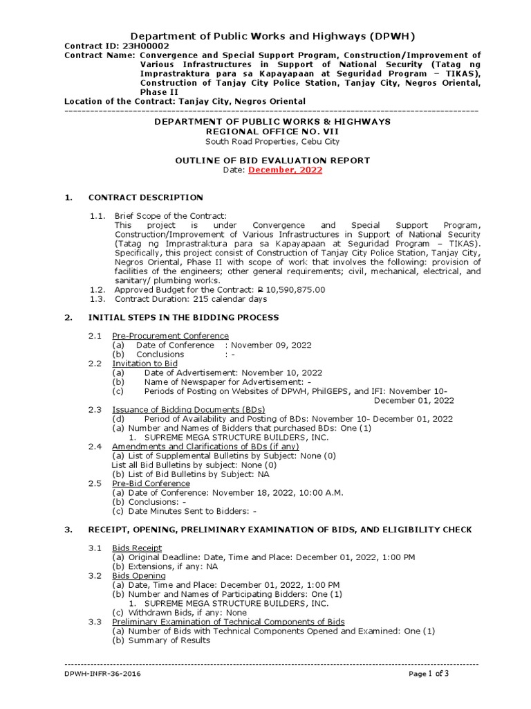 Bid Evaluation Report - 23H00002 | PDF | Government