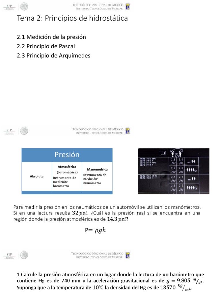 Tema 2-Principios de Hidrostática | PDF | Flotabilidad | Presión
