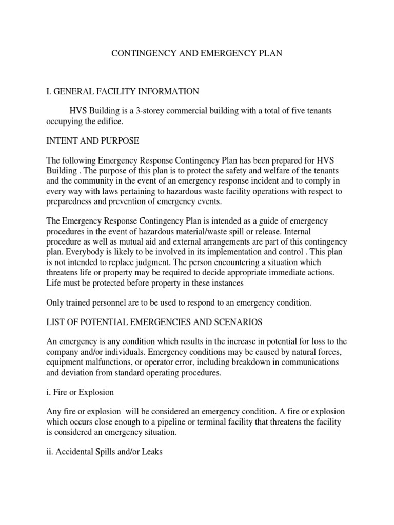 Contingency and Emergency Plan | PDF | Emergency | Emergency Management