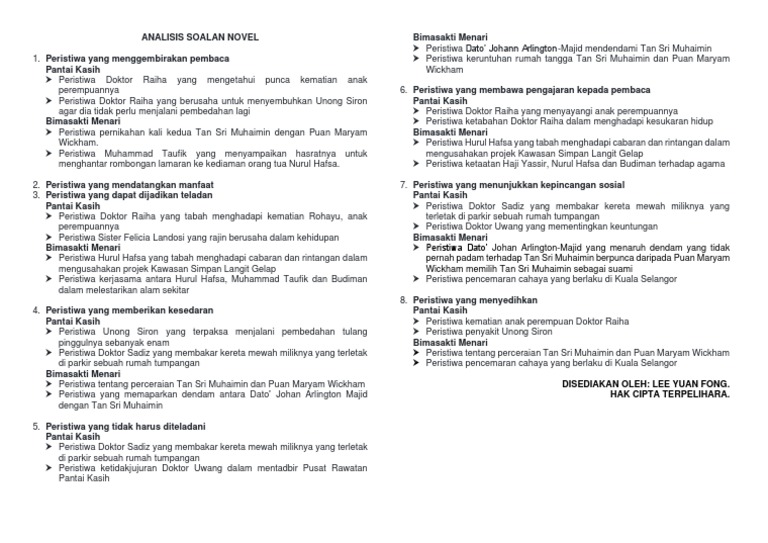 Analisis Soalan Novel | PDF
