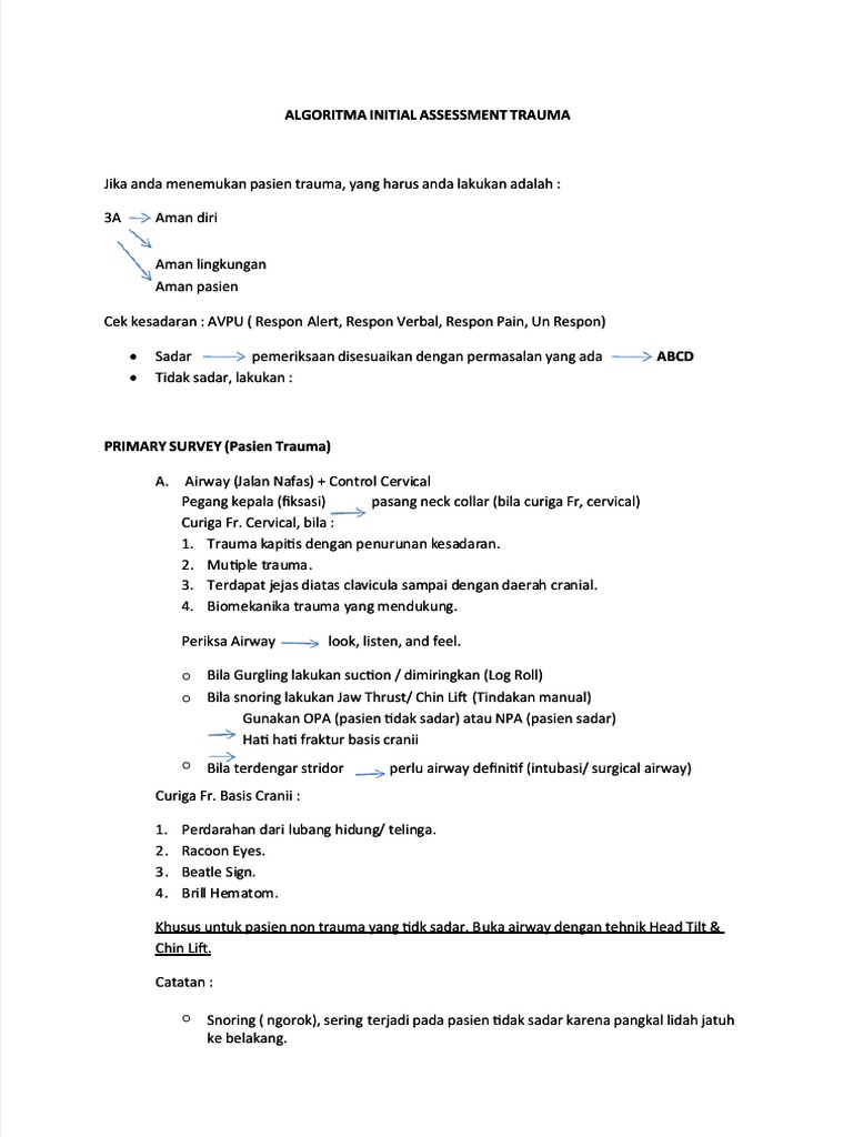 PDF Algoritma Initial Assessment Trauma Compress | PDF
