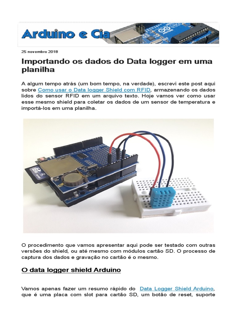 Arduino Dados Grafico Data Logger Planilha | Download grátis PDF | Arduino | Informática