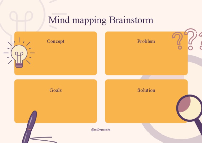 Orange Illustrated Mind Mapping Brainstorm Graphic Organizer | PDF