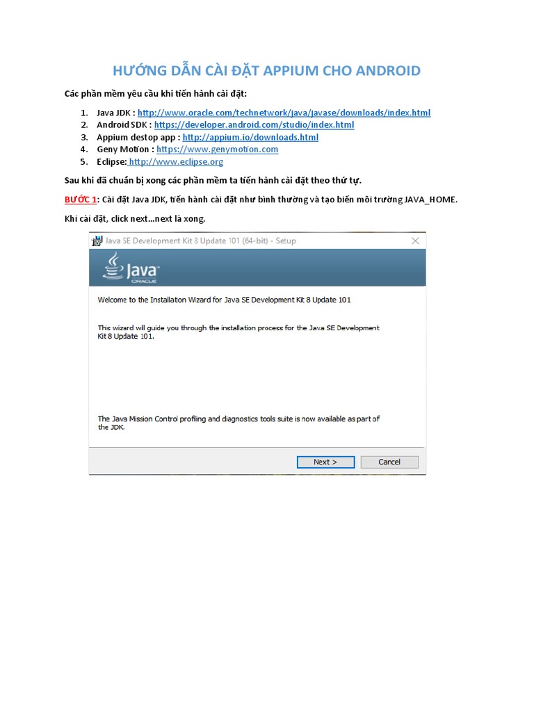 Hướng Dẫn Cài Đặt Appium Cho Android | PDF
