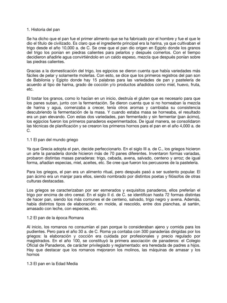 Historia del pan a través de las eras | PDF | Panes | Comida y bebida