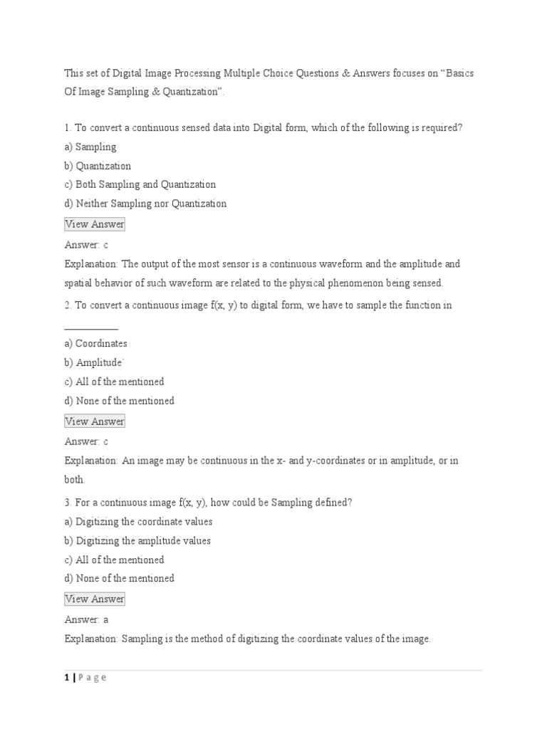Understanding the Fundamentals of Image Sampling and Quantization | PDF ...