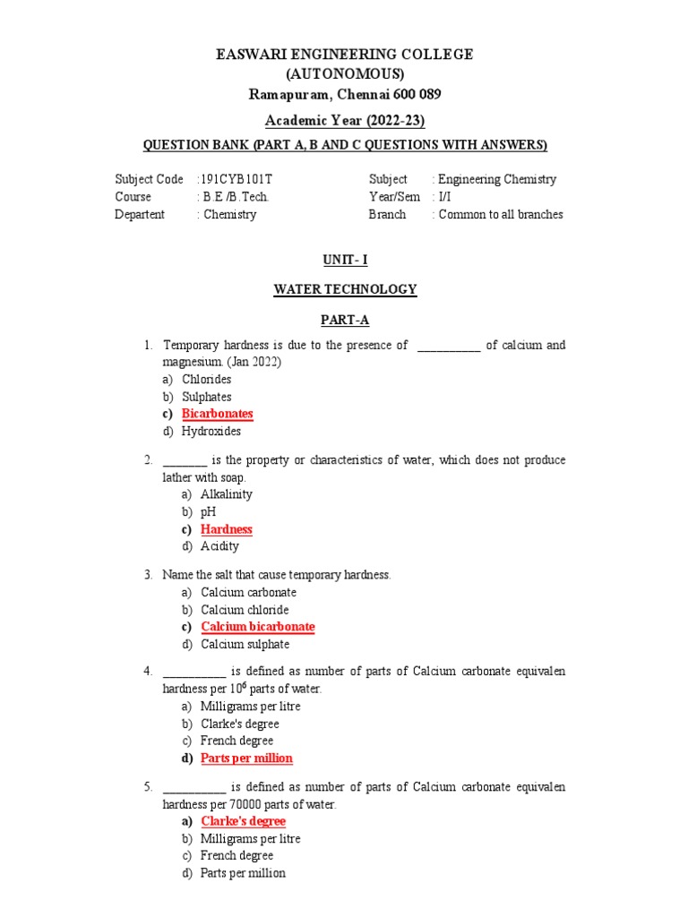Chem Question Bank | PDF | Polymers | Polymerization